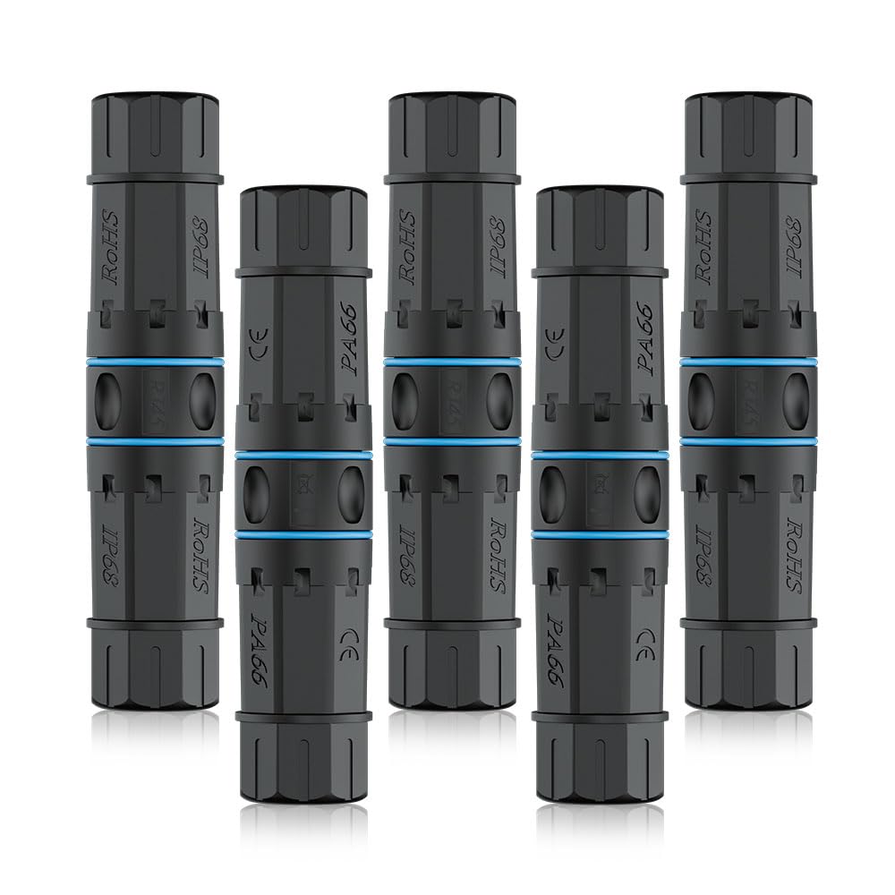 iwillink Waterproof RJ45 Coupler, Shielded Female to Female Waterproof Ethernet Coupler, IP68 Ethernet Outdoor LAN Cable Connector for Cat5e/Cat6/Cat7 Ethernet Cable PoE, (5 Pack)