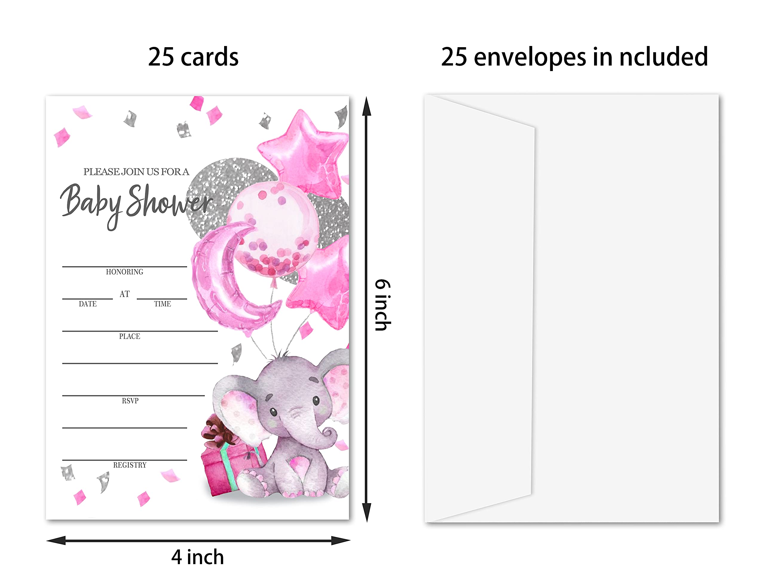 Yuansail Baby Shower Invitation Cards, Baby Shower Fill In Invites Cards, 25 Cards And Envelopes – (bb007-yaoqing)