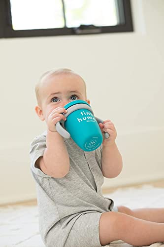 Bella Tunno Happy Sippy Cup – Transition Sippy Cups for Baby 6 Months and Older, Baby and Toddler Sippy Cups with Removable Handles and Non-Toxic, BPA Free Silicone, Tiny Human, 8 oz
