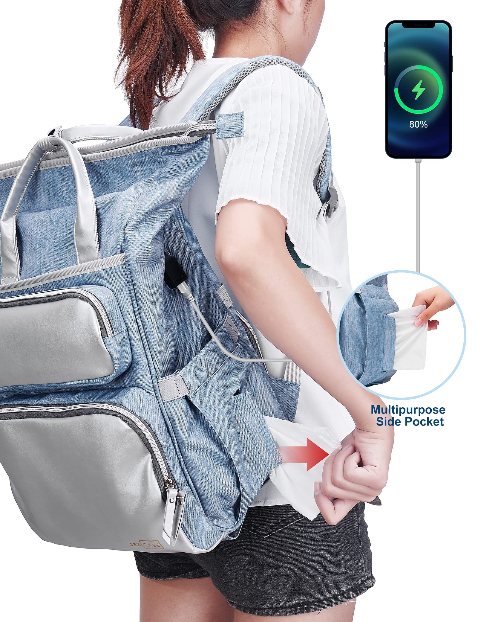 Diaper Bag Backpack, Large Baby Bag, Multi-Functional Travel Back Pack, Waterproof Maternity Nappy Bag Changing Bags with Insulated Pockets Stroller Straps