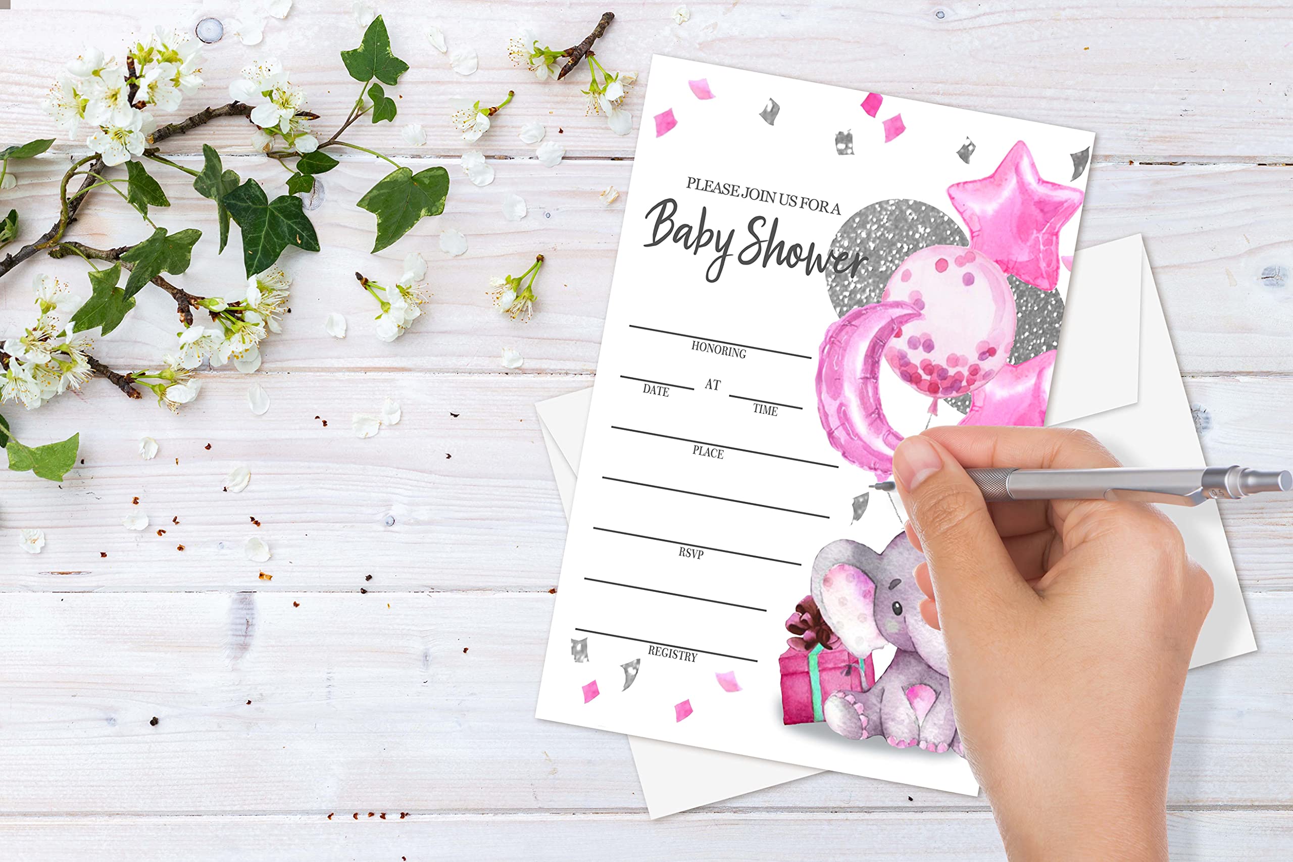 Yuansail Baby Shower Invitation Cards, Baby Shower Fill In Invites Cards, 25 Cards And Envelopes – (bb007-yaoqing)