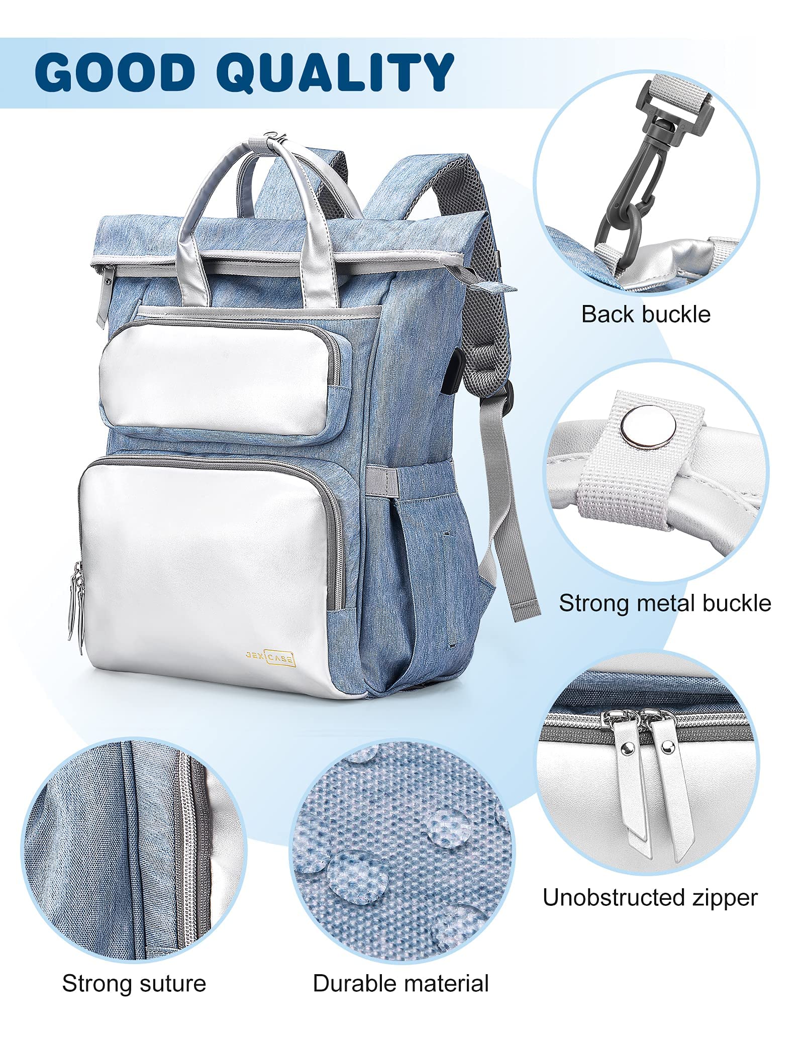 Diaper Bag Backpack, Large Baby Bag, Multi-Functional Travel Back Pack, Waterproof Maternity Nappy Bag Changing Bags with Insulated Pockets Stroller Straps