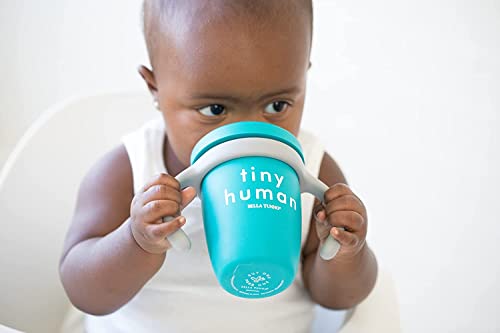 Bella Tunno Happy Sippy Cup – Transition Sippy Cups for Baby 6 Months and Older, Baby and Toddler Sippy Cups with Removable Handles and Non-Toxic, BPA Free Silicone, Tiny Human, 8 oz