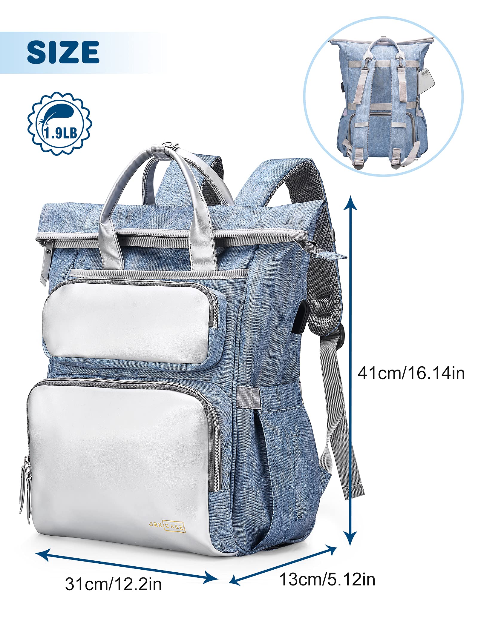 Diaper Bag Backpack, Large Baby Bag, Multi-Functional Travel Back Pack, Waterproof Maternity Nappy Bag Changing Bags with Insulated Pockets Stroller Straps