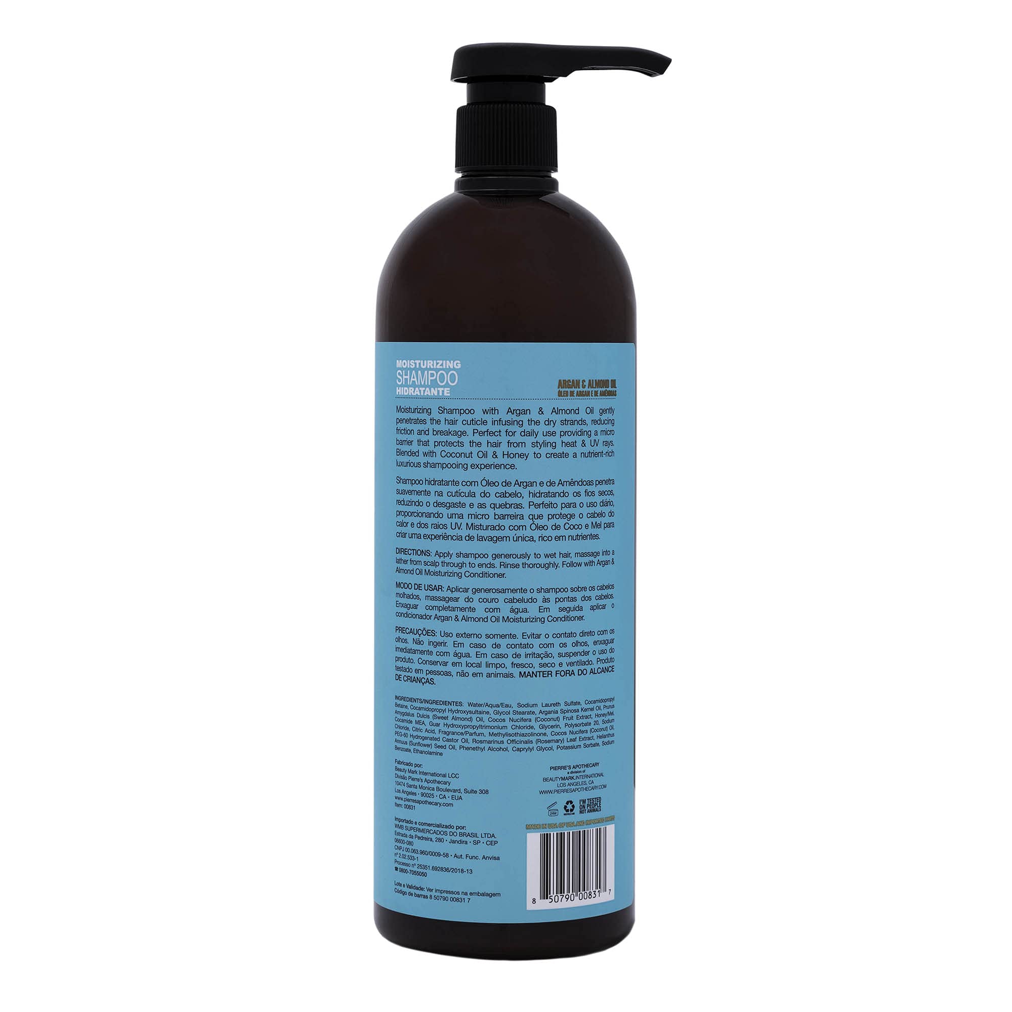 Pierre'S Apothecary Moisturizing Argan and Almond Oil Shampoo Hydrating and Conditioning Damaged Hair - 33.8 fl oz