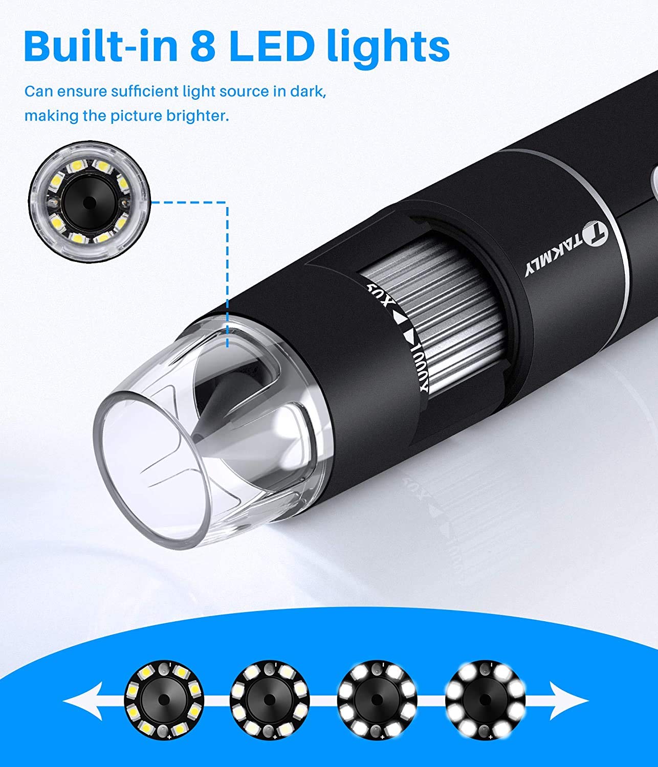 Digital Microscope Handheld USB HD Inspection Camera 50x-1000x Magnification with Stand Compatible with Samsung Galaxy, Android, Mac, Windows Computer