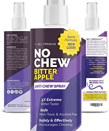 BLUECARE LABS Bitter Apple Spray for Dogs to Stop Chewing - Corrector Spray for Dogs to Prevent Licking and Chewing on Furniture, Paws and Wounds - No Alcohol and Non Toxic - Made in The USA 8oz