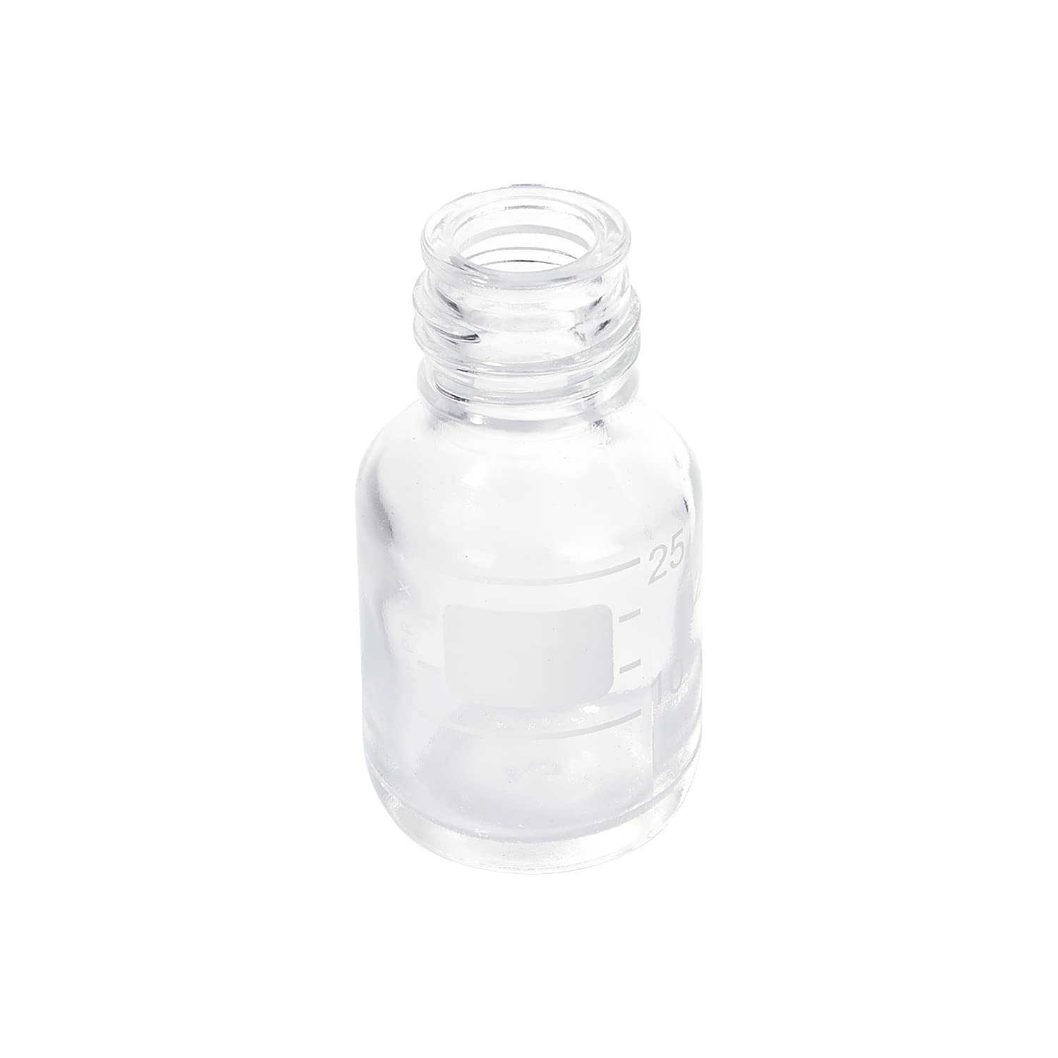 Pastein 10 Pieces 25 mL Graduated Round Reagent Media/Storage Glass Bottle With GL25 Blue Polypropylene Screw Cap