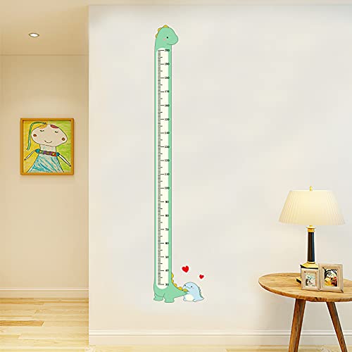SUPERDANT 2 Sheets/Set Cartoon Height Growth Chart Wall Sticker Green Cute Cartoon Dinosaur Self-Adhesive Height Wall Decal for Play Room Nursery Bedroom Living Room Decor 35"x12"