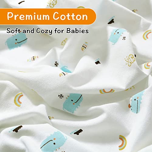 POSENPRO 2 Pack Cotton Pack N Play Sheets, Mini Portable Crib Sheets Set Fitted for Pack N Play Mattress Pad and Mini Cribs - Dinosaurs, Rainbows, Clouds & Monsters
