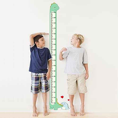 SUPERDANT 2 Sheets/Set Cartoon Height Growth Chart Wall Sticker Green Cute Cartoon Dinosaur Self-Adhesive Height Wall Decal for Play Room Nursery Bedroom Living Room Decor 35"x12"