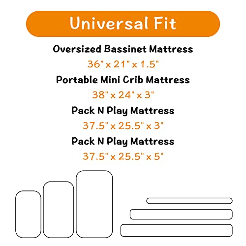 POSENPRO 2 Pack Cotton Pack N Play Sheets, Mini Portable Crib Sheets Set Fitted for Pack N Play Mattress Pad and Mini Cribs - Dinosaurs, Rainbows, Clouds & Monsters