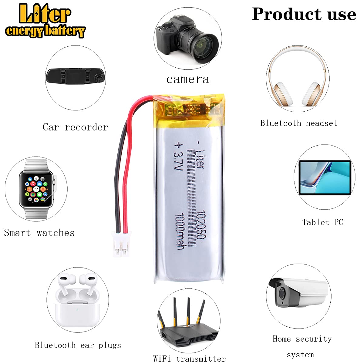 Liter energybattery 3.7V Lipo Battery 1000mAh Rechargeable Lithium ion Polymer Battery 102050 Lithium Polymer ion Battery with JST Connector