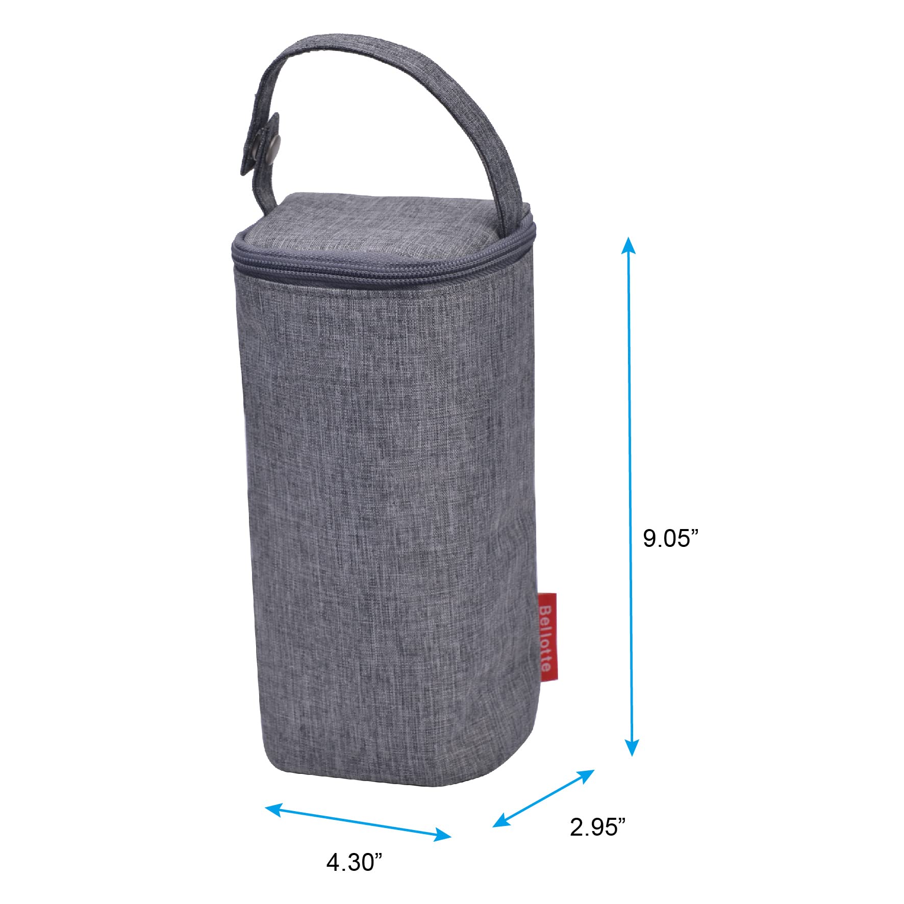 Bellotte Insulated Baby Bottle Bags (2 Pack) - Travel Carrier, Holder, Tote, Portable Breastmilk Storage (Grey)