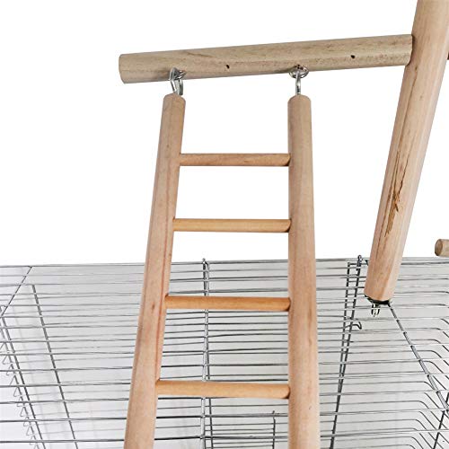 Tzou Bird Cage Play Stand Toy Set-Birdcage Wood Stands Hanging Chew Toys Ladder Swing Parrot Perch Play Gym Playground Accessories