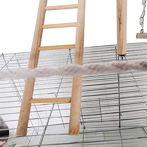 Tzou Bird Cage Play Stand Toy Set-Birdcage Wood Stands Hanging Chew Toys Ladder Swing Parrot Perch Play Gym Playground Accessories