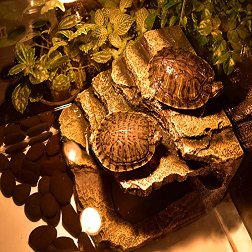kathson Turtle Basking Platform Frogs Habitat Hiding Cave Resin Fish Tank Aquarium Ornament Reptile Climbing Ramp Decorations for Amphibians Resting