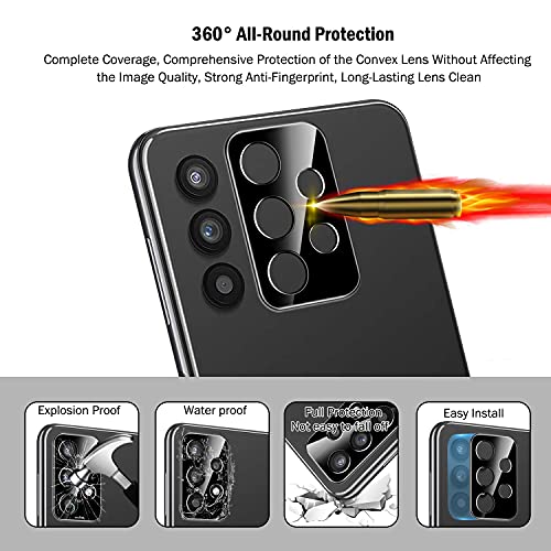 QHOHQ 3 Pack Screen Protector for Samsung Galaxy A32 5G/M32 5G (Not fit A32 4G&M32 4G) with 3 Pack Camera Lens Protector, HD Tempered Glass Film, 9H Hardness, Anti-Scratch, Easy Install, Case Friendly