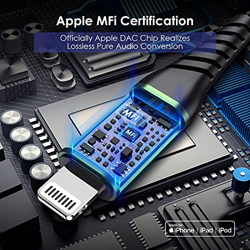MOOU Lightning to 3.5mm Adapter, [ MFi Certified] iPhone Headphone Jack Adapter Lightning to Aux Audio Dongle Cable Compatible with iPhone 13/12 Mini/12 Pro/11/11 Pro/11 Pro Max/SE/X XR XS 8 7