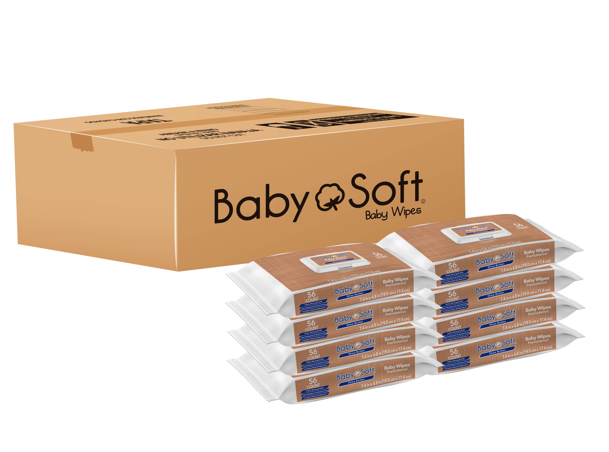 Baby Wipes, Baby Soft Shea Butter 8 Flip top packs (448 Wipes Total).