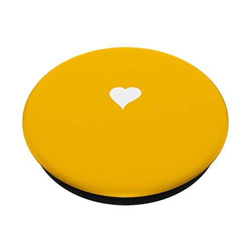 Cute Hand Drawn White Heart - Yellow Minimalist Love symbol PopSockets PopGrip: Swappable Grip for Phones & Tablets
