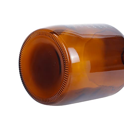Pastein One Piece 2 Liter Amber Borosilicate Glass Graduated Round 2000ml Lab Reagent Media/Storage Bottle With GL45 Orange Screw Cap