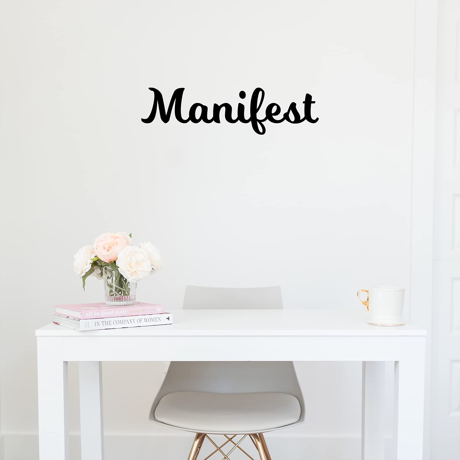Vinyl Wall Art Decal - Manifest - 7" x 26" - Modern Inspirational Cute Word Quote Sticker for Kids Room Living Room Home School Classroom Bedroom Mirror Decor (Black)