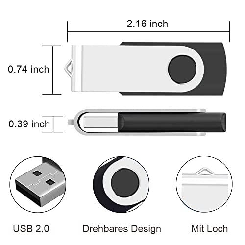 USB 32GB Flash Drive 10 Pack, ABLAZE USB 2.0 Memory Stick with Lanyards Swivel Thumb Drives Bulk USB Drive 32GB Pendrive Jump Drive Zip Drive(32GB USB 10 Pack, Mixcolor)