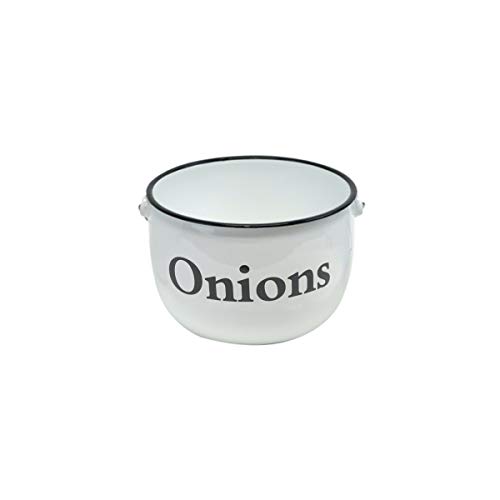 Treasure Gurus 3pc Set Rustic White Enamel Potato Onion Produce Storage Basket Metal Vegetable Bin Farmhouse Decor