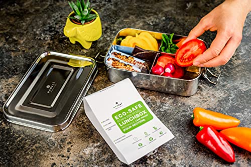 ecozoi Stainless Steel Eco Lunch Box, Leak Proof, 4 Compartment | Sustainable Zero Waste Eco Friendly Bento Box Food Storage Container