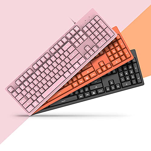 KOqwez33 Portable Advanced Keyboard for Notebook Computer, 104 Key Pink Button Switch Office Growing Gaming Mechanical Keyboard for DKS100 - Pink