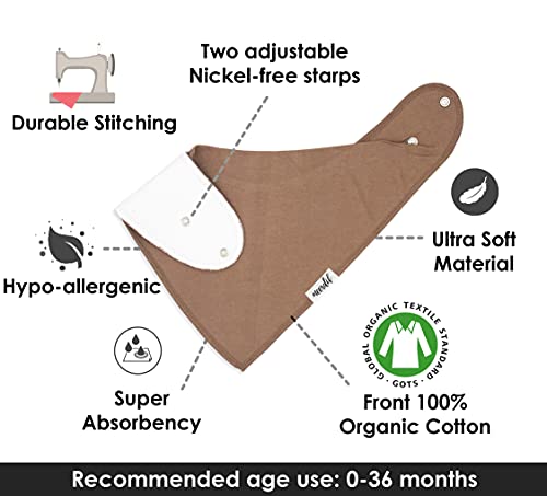 Meerdif Baby Bandana Drool Bibs 10 Pack Solid Organic Cotton Baby Bibs for Boys, Girls, Unisex - Plain Colors