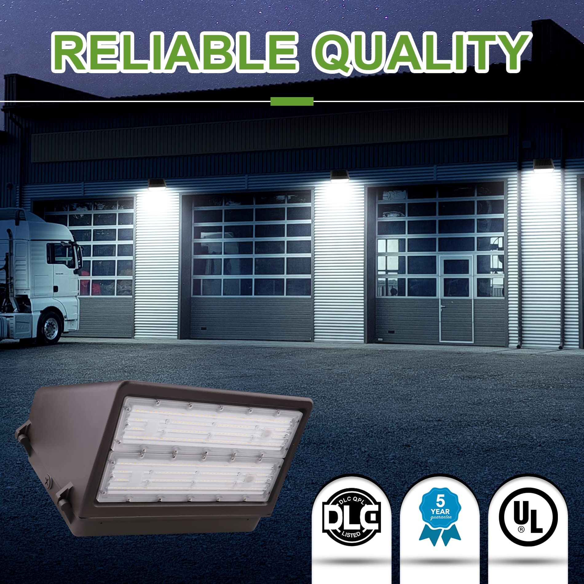 100W LED Full Cut-Off Wall Pack with Dusk to Dawn Photocell, 14000LM 5000K – Replace 400W MH/HPS, Outdoor Area LED Full Cutoff Wall Light IP65 UL DLC Approved