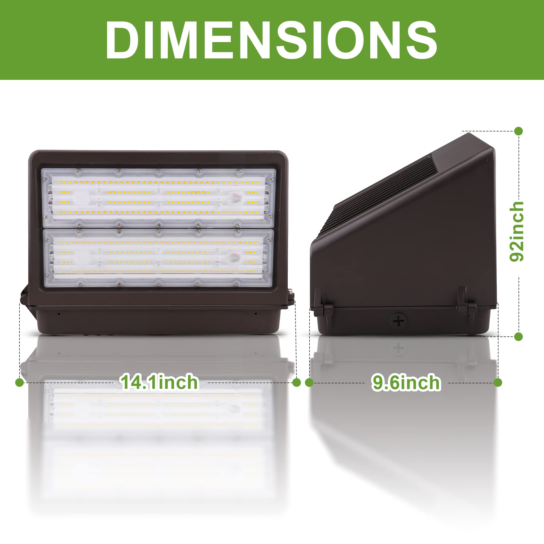 100W LED Full Cut-Off Wall Pack with Dusk to Dawn Photocell, 14000LM 5000K – Replace 400W MH/HPS, Outdoor Area LED Full Cutoff Wall Light IP65 UL DLC Approved