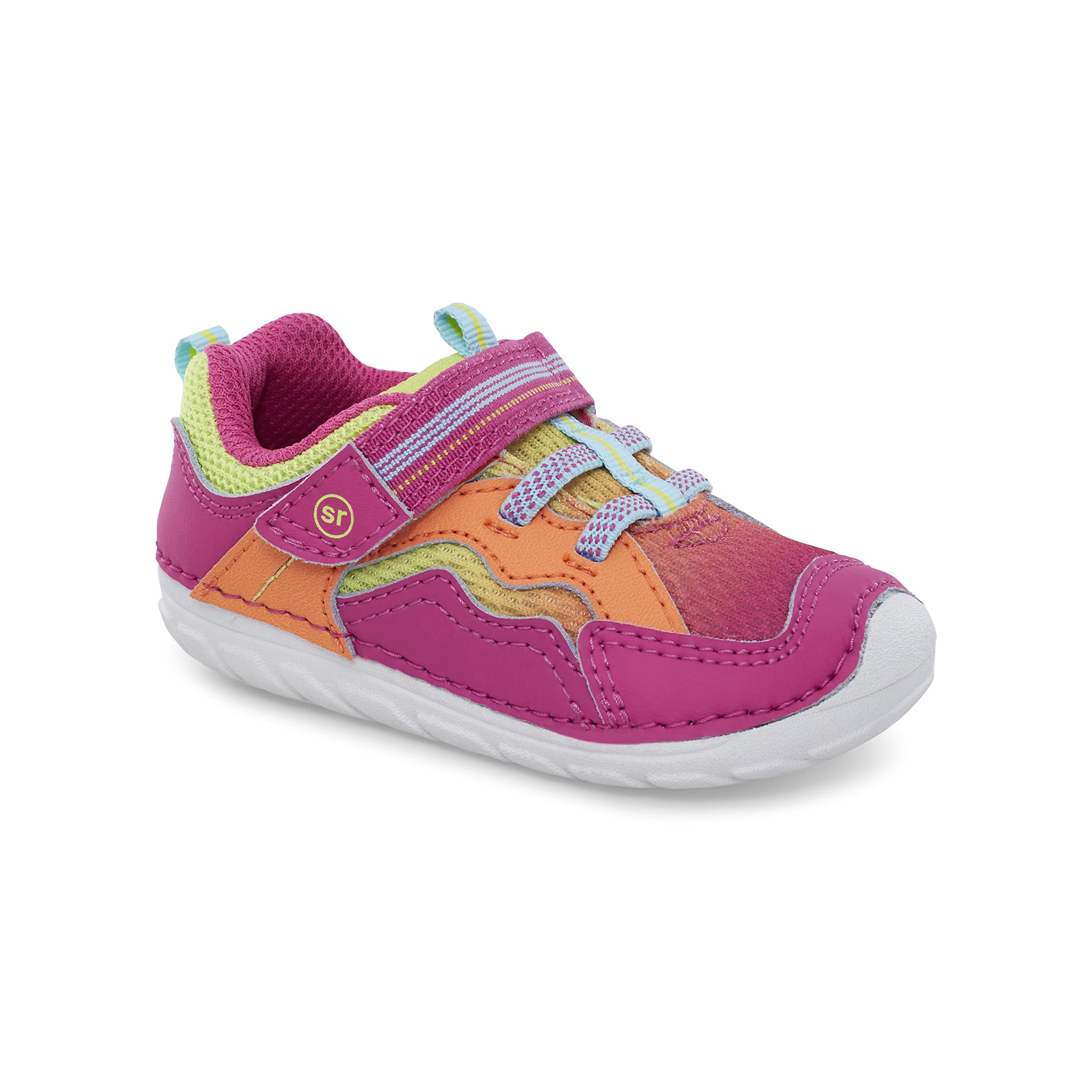 Stride Rite Baby Girls Soft Motion Kylo Athletic Sneaker, Pink/Neon, 3 Infant