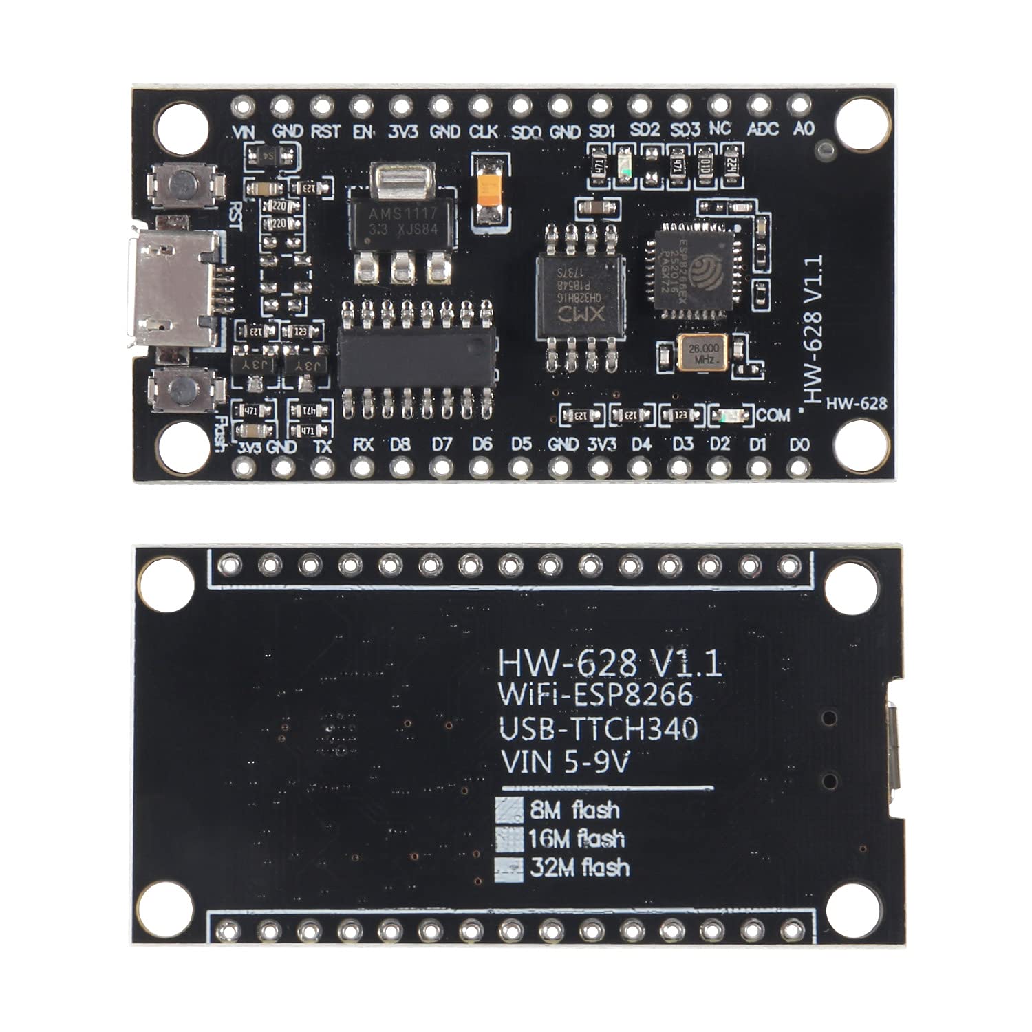 AITRIP 6PCS NodeMCU V3 Lua WiFi Module Integration of ESP8266 + Extra Memory 32M Flash, with PCB Antenna and USB-Serial CH340G Compatible with Arduino NodeMcu Lua CH340