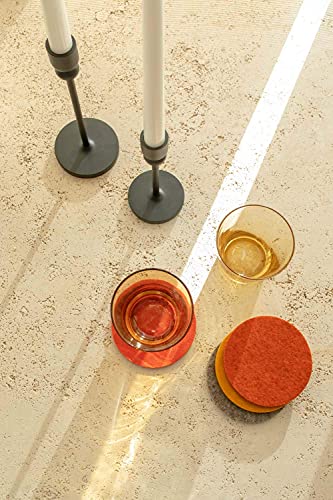 Graf Lantz Bierfilzl 100% Merino Wool Moisture Wicking, Absorbent Felt Coasters, Round, Multi-Color Set of 4, Flame