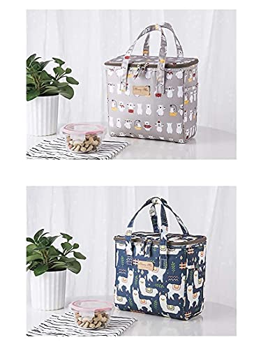 Kwang Min Llama Insulated Lunch Bag, Reusable Cooler/Organizer for Office,School,Picnic,Party,Beach.Durable fabric w/Water &Scratch Resistance,Light, EZ to Clean,Ideal Gift for BTS/Normal(Navy)