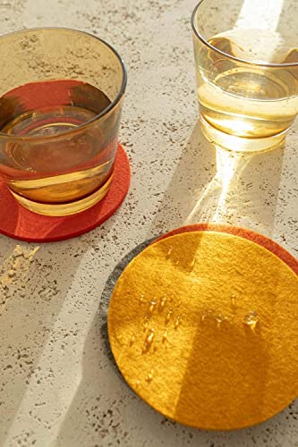 Graf Lantz Bierfilzl 100% Merino Wool Moisture Wicking, Absorbent Felt Coasters, Round, Multi-Color Set of 4, Flame