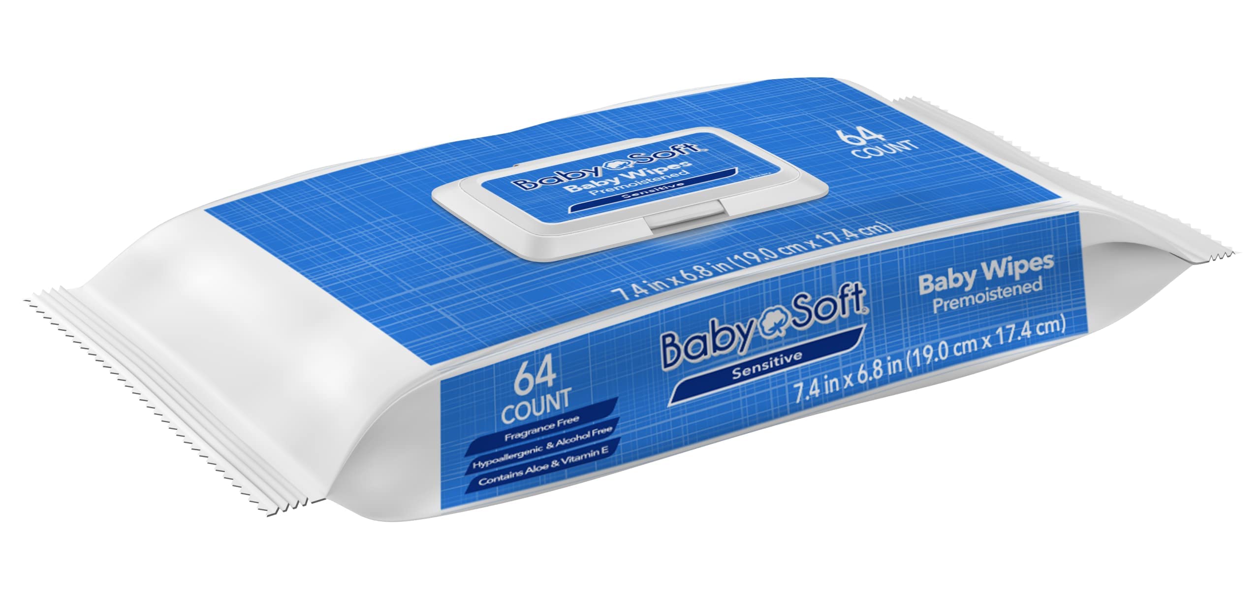 Baby Wipes, Baby Soft Sensitive 8 Flip top packs (512 Wipes Total).