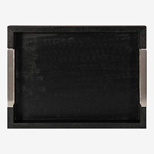 Kate and Laurel Heller Modern Rectangular Tray, 12 x 16, Black, Wood Tray for Storage and Display