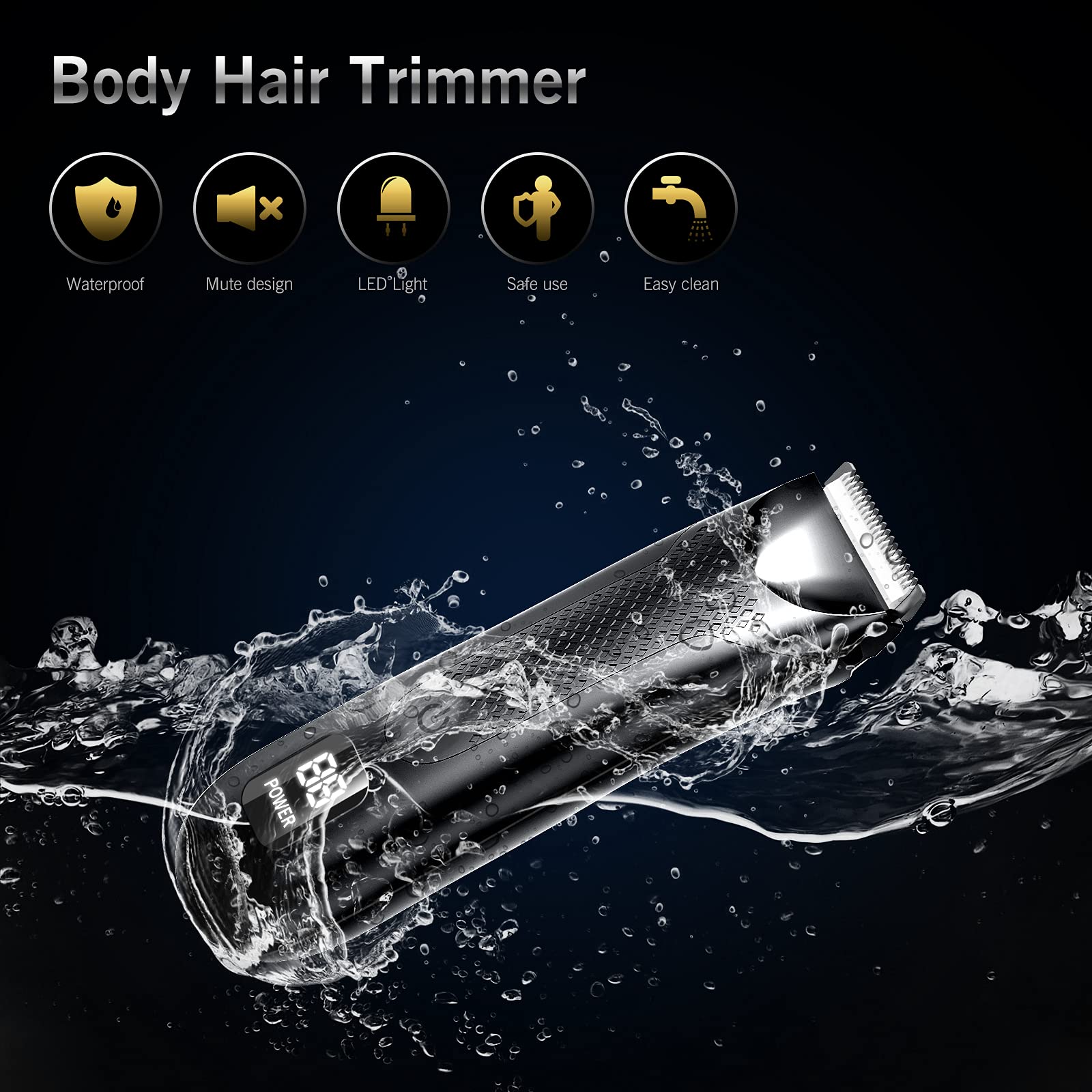 protti Body Trimmer for Men, Electric Groin Hair Trimmer, Waterproof Wet/Dry Clippers, Rechargeable Ball Shavers with Replaceable Ceramic Blade Heads, Recharge Dock, LED Light, 120 Min Battery Life