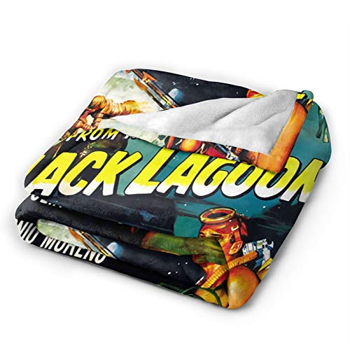 3D Print Anti-Pilling Creature from The Black Lagoon Blanket Ultra Soft Throw Blanket Flannel Fleece All Season Light Weight Blankets for Sofa Couch Living Room/Bedroom Warm Blanket,Black,50"x40"