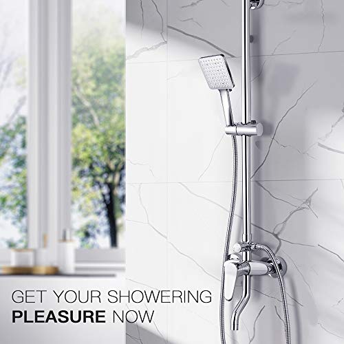 High Pressure Shower Head with Handheld - Modern Square Handheld Shower Heads - 6 Settings Detachable shower head with hose, Change Settings Much Easier Than the Twist Ones, Shower Accessories, Chrome