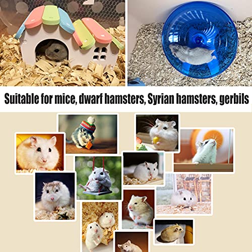 Hamiledyi Hamsters Flying Saucer Silent Running Exercise Wheels 10 Pcs Wooden Rainbow Gerbil House with Seesaw Small Animal Chew Toys for Teeth Care Molar Grass Cake Sweet Bamboo Snacks for Dwarf Mice