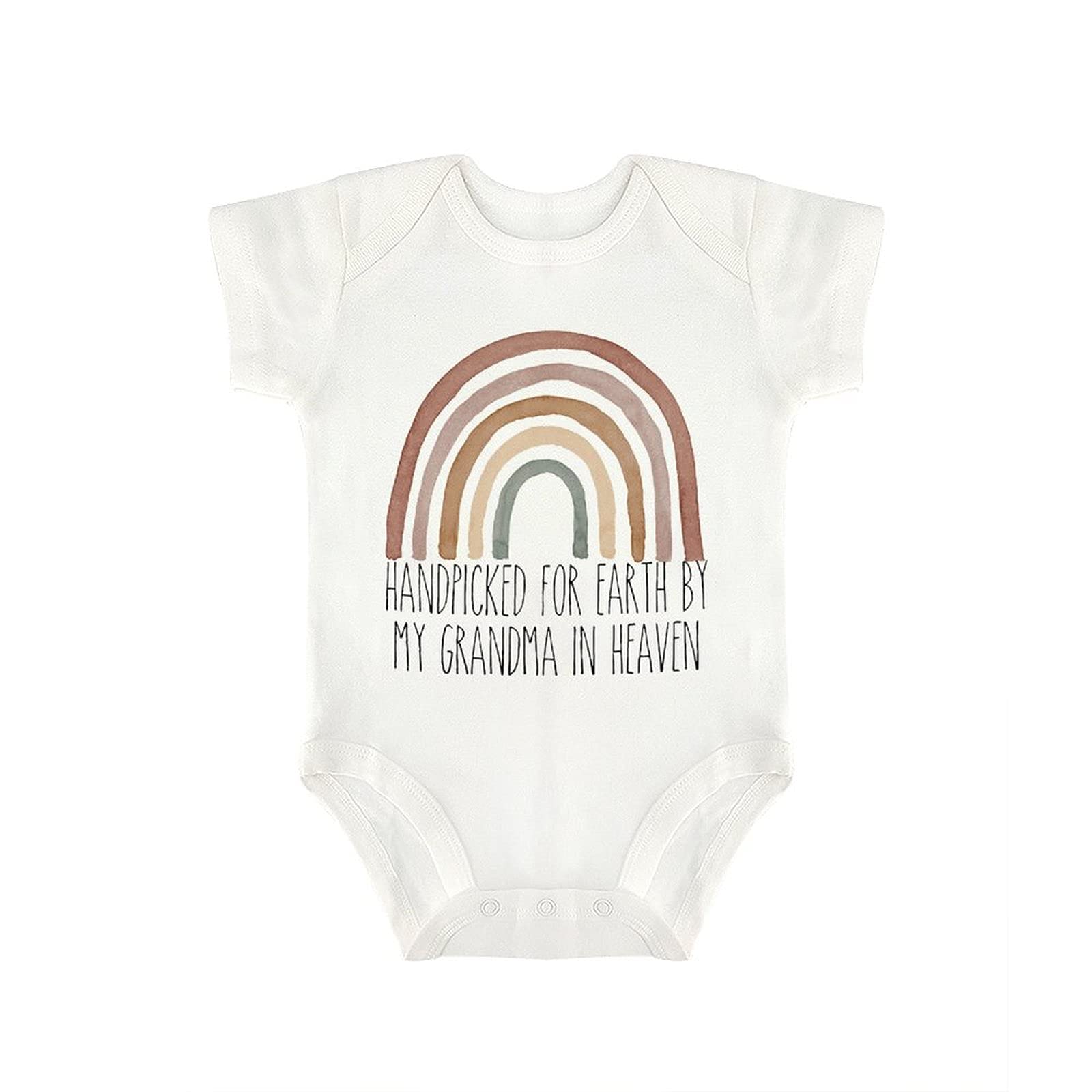 SILYHEART Funny Handpicked for Earth by My Grandma in Heaven Cotton Baby Bodysuit Cute, White, 3months (baby-B-9.7)