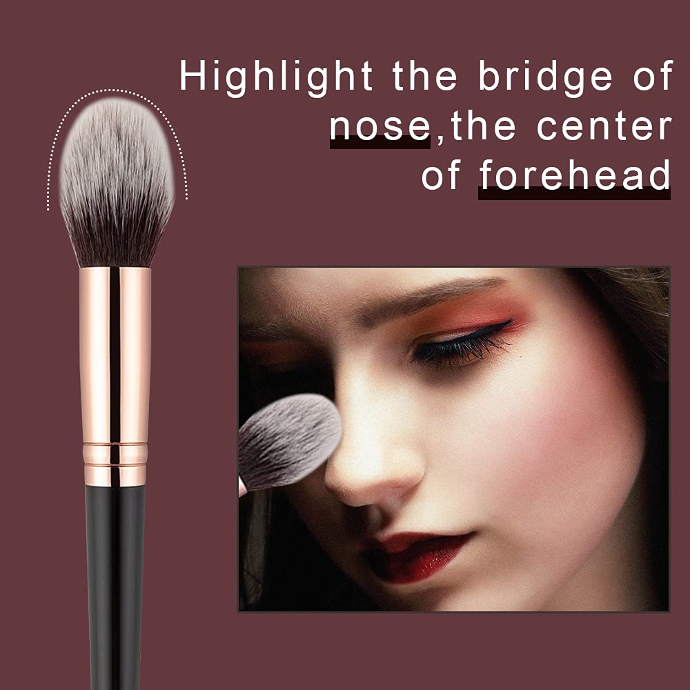Anmor Contour and Highlighter Brush Set, Premium 2PCs Blush Bronzer Face Makeup Brush Kit, Perfect for Cheek Nose Blending Contouring