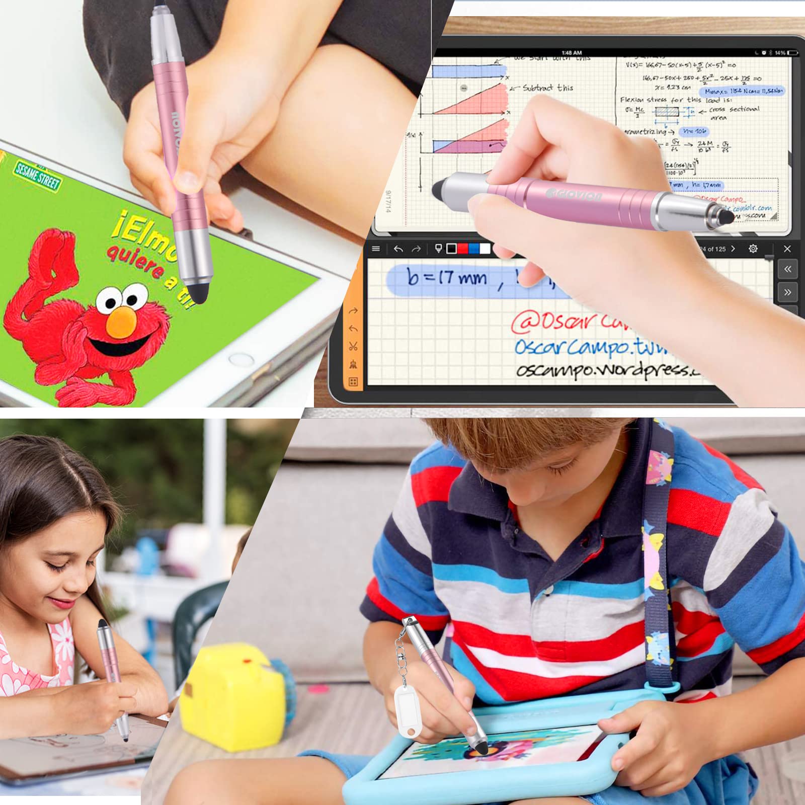 Stylus Pen for ipad, Easy Grip Kids Stylus Pens for iPhone IPad Air Capacitive Touch Screen Stylus for Kid Student Drawing Writing, Stylist Pen for Chromebook Android Fire Edition Tablet - Rose Gold