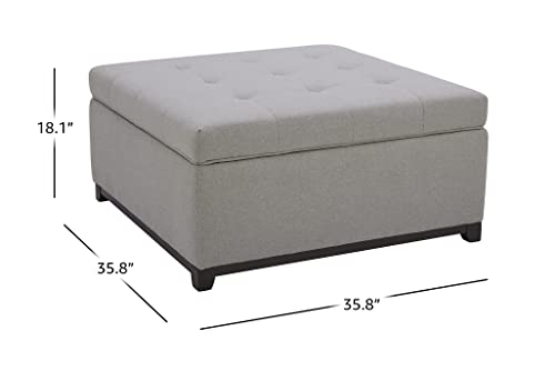 Amazon Brand β Stone & Beam Tufted Square Lift-Top Storage Ottoman, 35.8''W, Light Grey