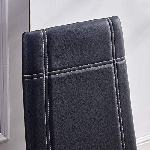 nozama Black PU Leather Dining Chairs 2 Pcs Modern High Back Chairs Set of 2 Kitchen Chairs Upholstered Dining Chairs for Kitchen Living Room with Padded Seat Foot Cap Protection (2, Black)